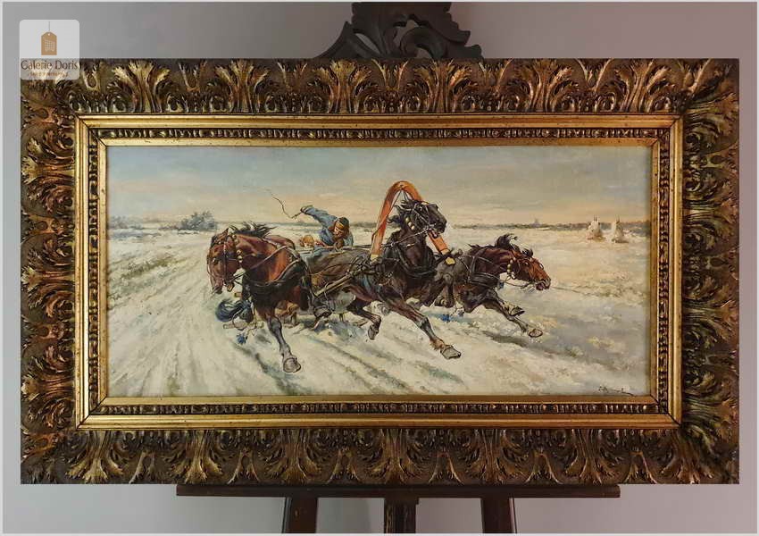 Pędząca trojka - Rosja XIXw. (150cm x 82cm) | Galerie Doris