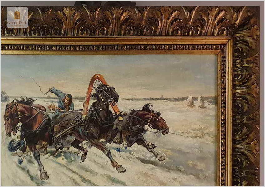 Pędząca trojka - Rosja XIXw. (150cm x 82cm) | Galerie Doris