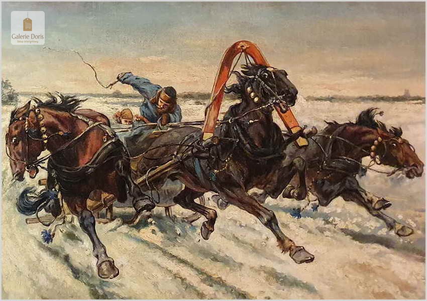 Pędząca trojka - Rosja XIXw. (150cm x 82cm) | Galerie Doris